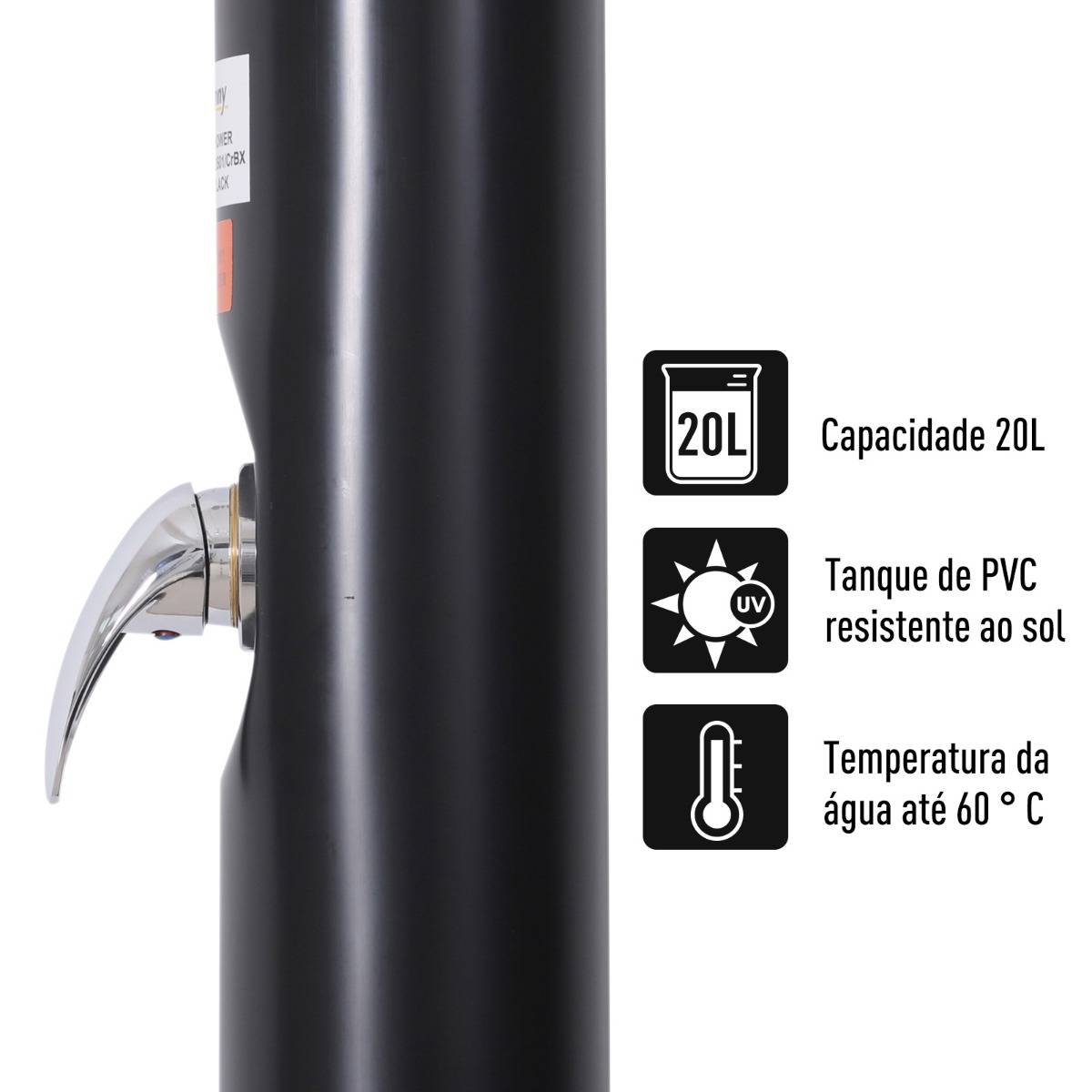 Chuveiro solar exterior em PVC Banheiro Jardim 20L Até 60 ℃ 218cm ...