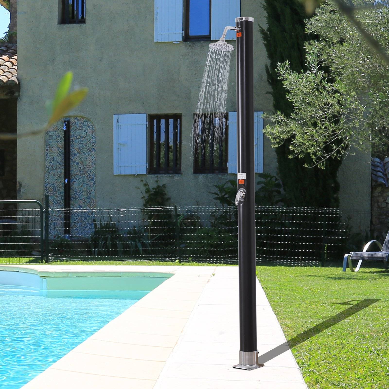 Chuveiro solar exterior em PVC Banheiro Jardim 20L Até 60 ℃ 218cm ...