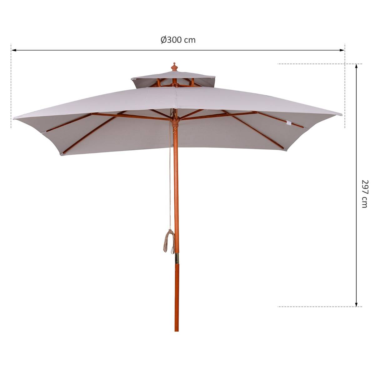 Grande guarda-sol de jardim com design de dois níveis poliéster 3x3m ...