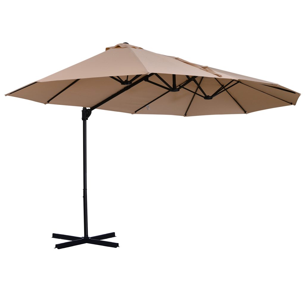 Guarda-Sol grande para jardim - Cinzento com dupla manivela 2.70x4.60x2 ...