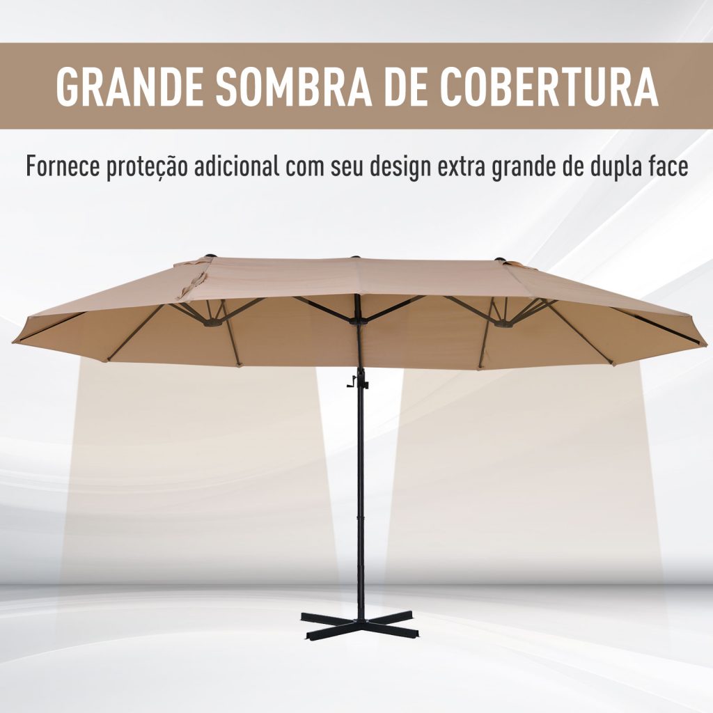 Guarda-sol de Jardim Duplo com Manivela 270x460x250 cm, Cor Bege | Loja ...