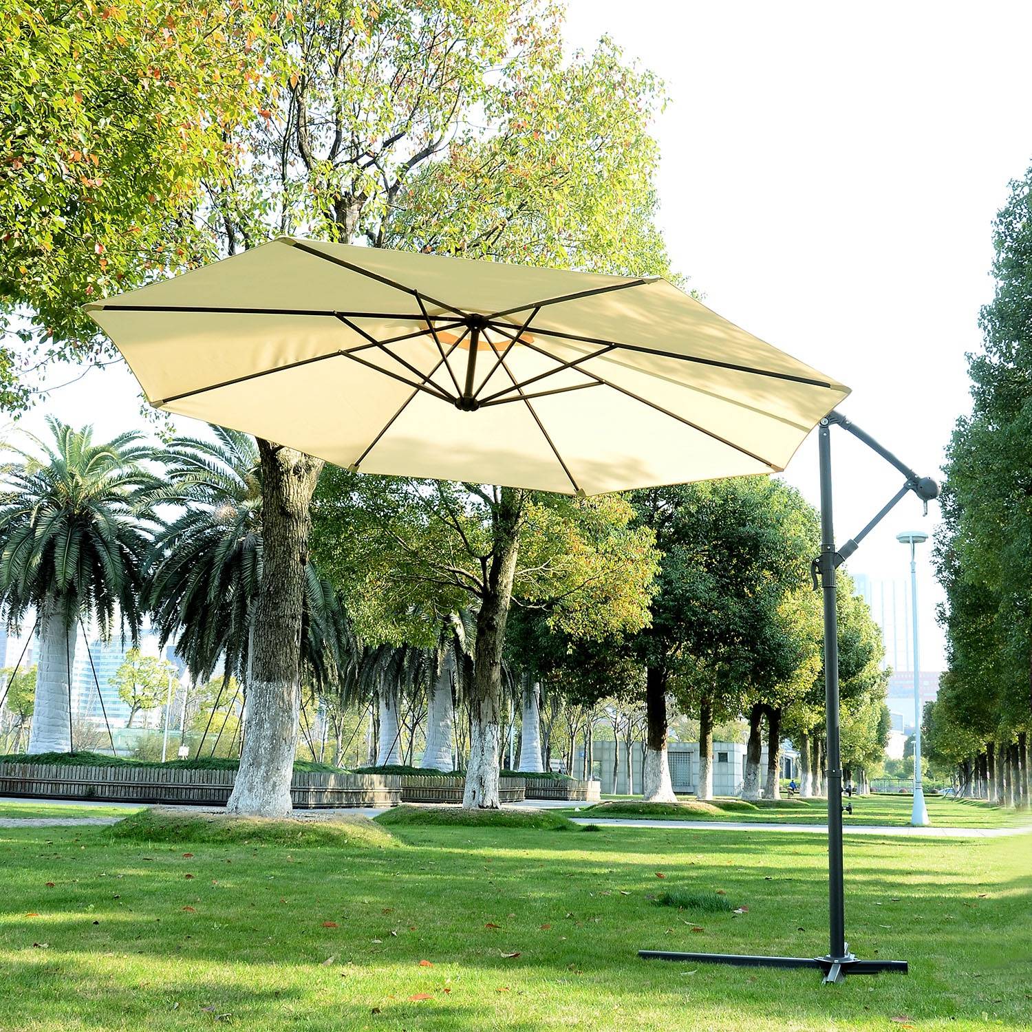 Guarda-sol grande para jardim Φ300 x 260 Al cm Creme Branco | Loja O ...