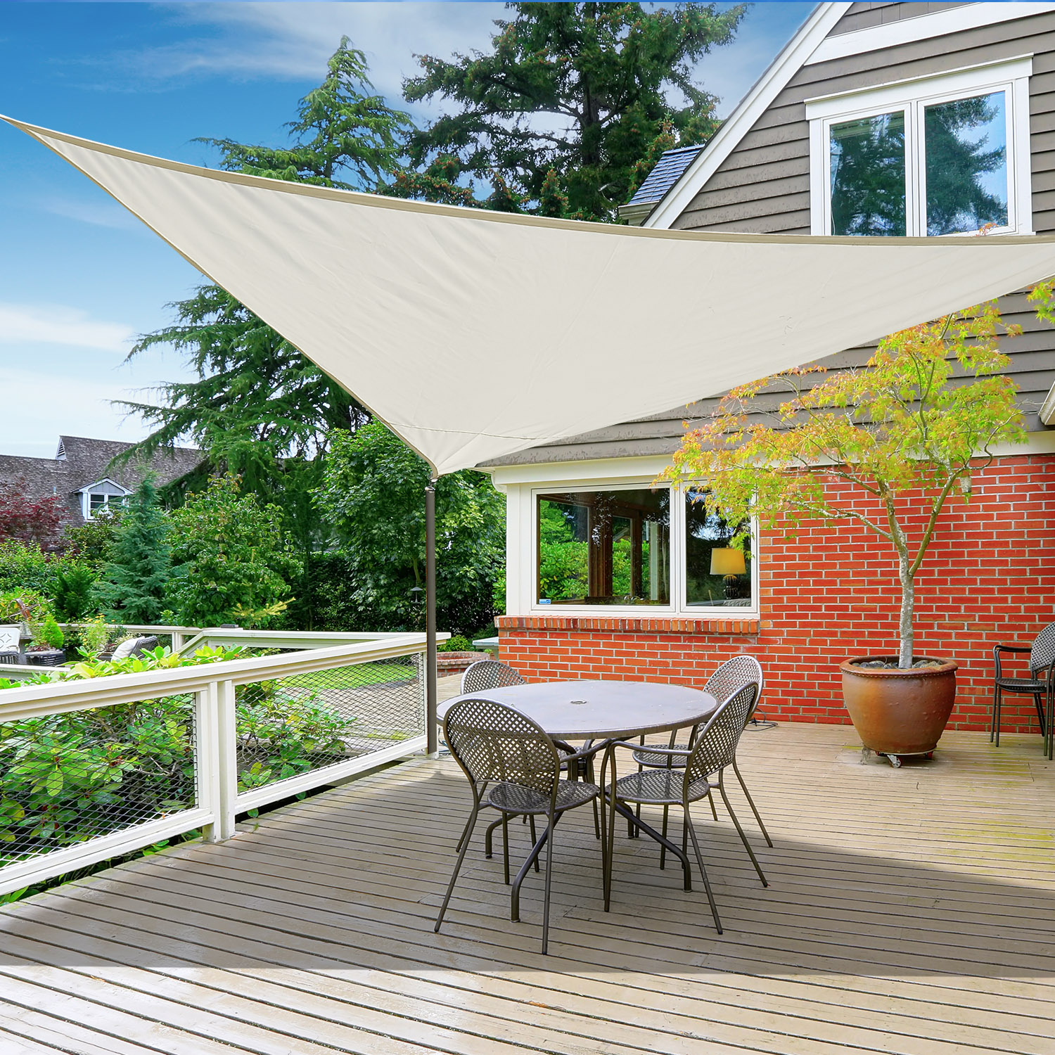 Toldo Vela Triangular 4 Metros para Jardim e Campismo, Cor Creme | Loja ...