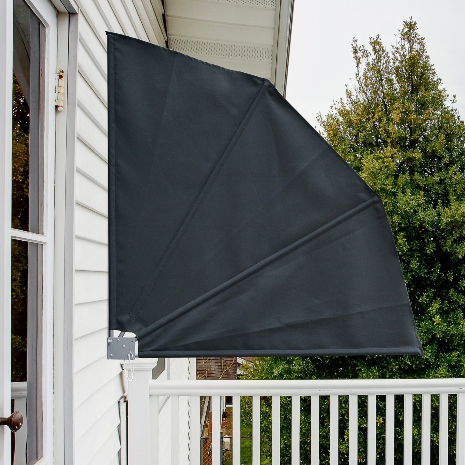 Toldo lateral dobrável para varanda em formato de leque de alumínio com ...